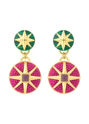 Maria Frering Plated Brass Drop Earrings With Gemstone Accents