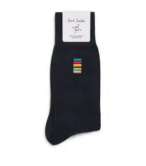 Paul Smith Embroidered Signature Stripe Socks - Navy
