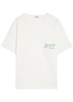 BODE Geneva Beaded Cotton T-shirt - Cream
