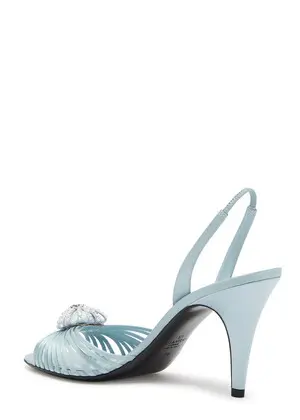 Valentino Garavani Embellished Satin Slingback Sandals - Blue