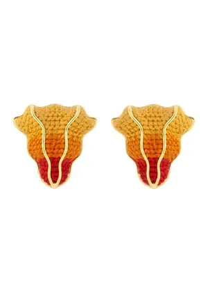 Maria Frering Gold-plated Embroidered Sculted Wave Earrings - Orange