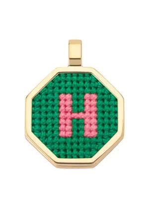 Maria Frering Gold-plated Bronze Letter H Pendant Necklace - Green