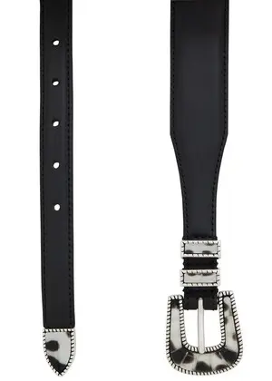 SILVER OSTRICH Leather Belt With Tortoiseshell Accents