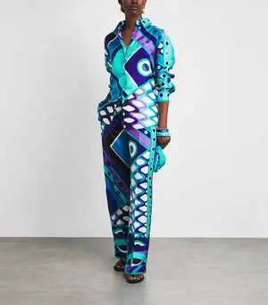 Emilio Pucci Silk Geometric Print Oversized Shirt