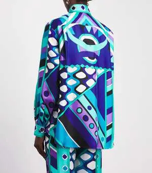 Emilio Pucci Silk Geometric Print Oversized Shirt