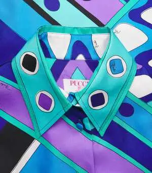 Emilio Pucci Silk Geometric Print Oversized Shirt