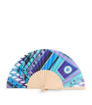 Emilio Pucci Silk Vivara Fan - Blue