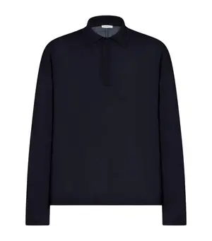 THE ROW Djon Wool Polo Sweater - Navy