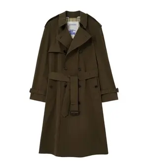 Burberry Long Cotton Gabardine Trench Coat - Green