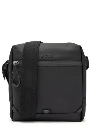 BOSS Stenson Logo Coated Canvas Cross-body Bag - Black