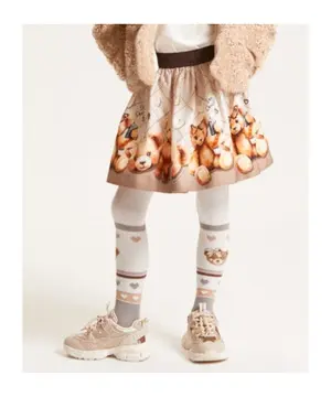 Monnalisa Teddy Bear Gabardine Skirt