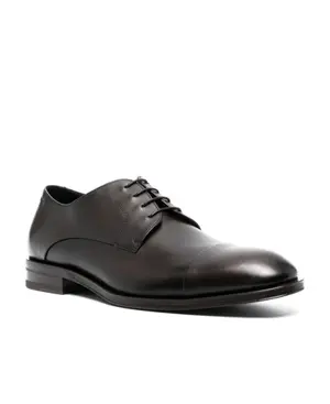 Hugo Boss Leather Derby Shoes With Almond Toe