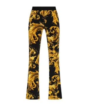 Versace Logo Waistband Flared-leg Trousers - Brown