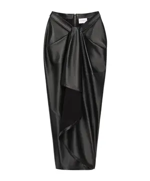 Givenchy Long Wrapped Skirt In Leather - Black