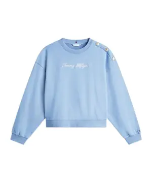Tommy Hilfiger Buttoned Logo-embroidered Sweatshirt - Blue