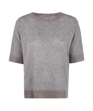 D.exterior Patterned Short-sleeve Knitted Sweater