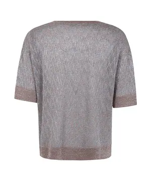 D.exterior Patterned Short-sleeve Knitted Sweater