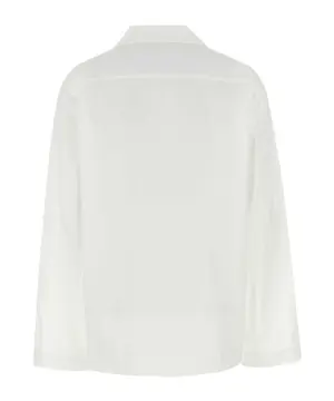 Miu Miu Cotton Poplin Shirt With Embroidered Logo - White