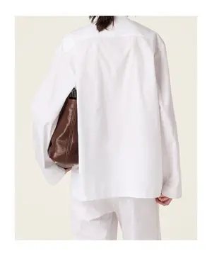 Miu Miu Cotton Poplin Shirt With Embroidered Logo - White