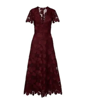 Elie Saab Guipure Lace Silk-blend Maxi Dress - Brown