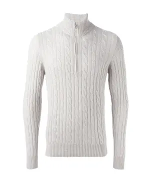 Loro Piana Zip Detailed Long-sleeved Knitted Jumper - White