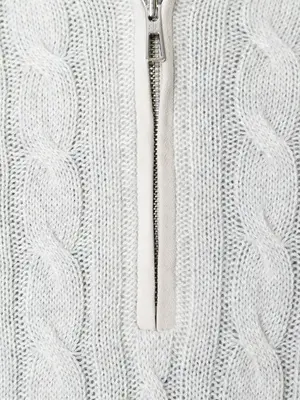 Loro Piana Zip Detailed Long-sleeved Knitted Jumper - White