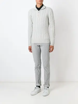 Loro Piana Zip Detailed Long-sleeved Knitted Jumper - White