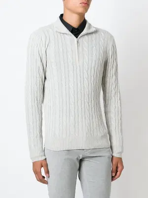 Loro Piana Zip Detailed Long-sleeved Knitted Jumper - White