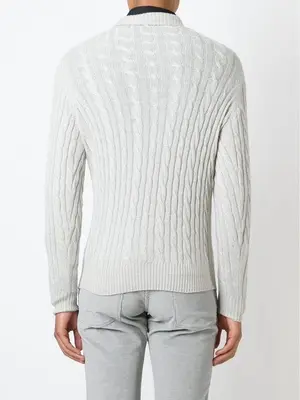 Loro Piana Zip Detailed Long-sleeved Knitted Jumper - White