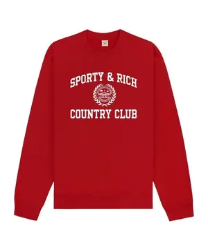 SPORTY  RICH Sporty Rich Logo Printed Crewneck Sweatshirt - Red