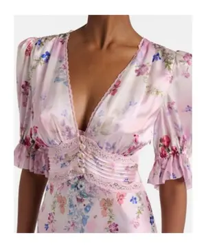 Camilla Lace-trimmed Printed Silk Midi Dress