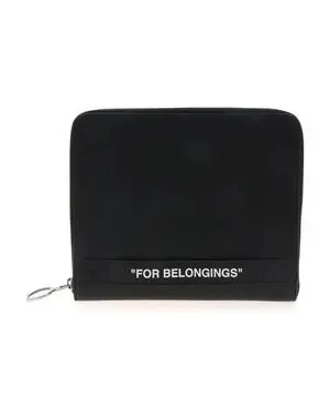 Off-White Quote Printed Zip-up Wallet - Black