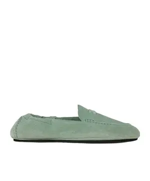 Celine Adam Loafer In Suede Calfskin - Celadon