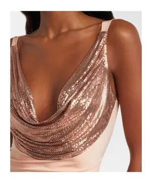 Rabanne Chainmail Satin Gathered Gown