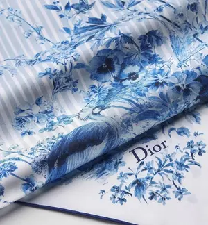 Dior Toile De Jouy Floral Garden Silk Top - Blue