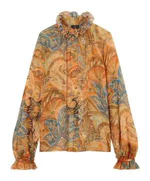 Etro Ruffled Paisley Print Shirt - Brown