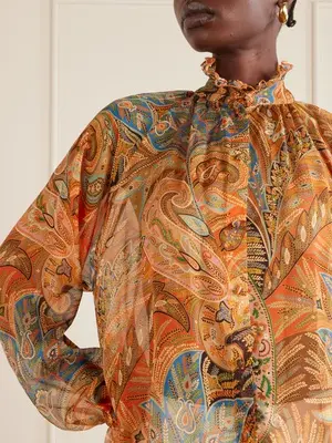 Etro Ruffled Paisley Print Shirt