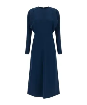 Victoria Beckham Batwing Sleeve Flared Midi Dress - Blue
