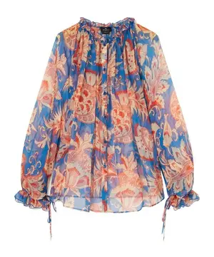 Etro Printed Ruffle Shirt - Nude