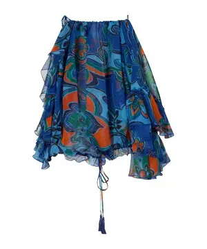 Etro Off-the-shoulder Ruffle Print Shirt - Blue