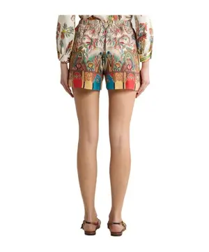 Etro Peau D'ange Silk Shorts With Paisley Foliage Motif