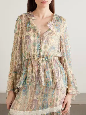 Etro Ruffled Paisley Print Shirt