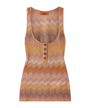 Missoni Crocheted Zigzag Pattern Vest - Brown
