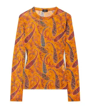 Etro Paisley Print Mesh Top - Orange