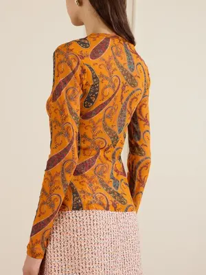 Etro Paisley Print Mesh Top