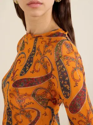 Etro Paisley Print Mesh Top