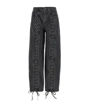 ROTATE BY BIRGER CHRISTENSEN Laced Straight-leg Jeans - Black