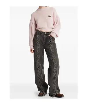 ROTATE BY BIRGER CHRISTENSEN Laced Straight-leg Jeans