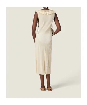 Miu Miu Embroidered Marocain Crepe Dress