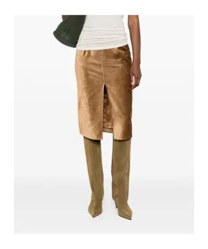 FORTE_FORTE Stretch Velvet Pencil Skirt With Front Vents